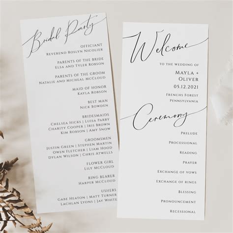 Wedding Program Examples