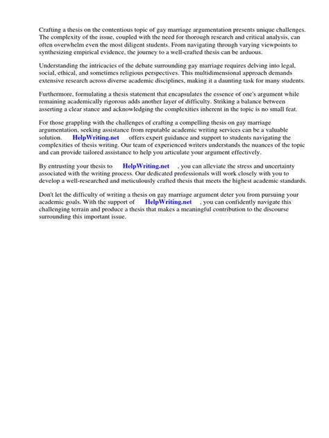 Gay Marriage Argument Thesis Pdf Homosexuality Same Sex Marriage