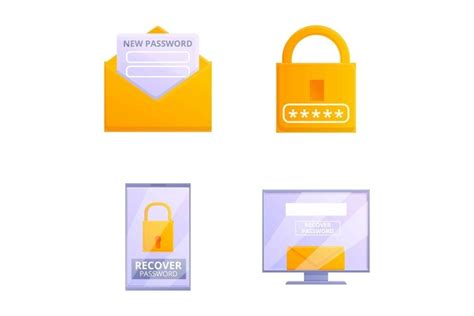 Password Recovery Icons Set Cartoon Vector Recovery Of Pass