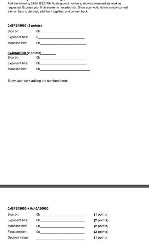 Solved Add The Following Bit IEEE Floating Point Chegg Com
