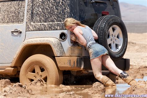 Sexy Cowgirl Skylar Stuck In Mud With Her Jeep