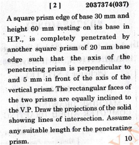 A Square Prism With A Base Edge Of 30 Mm And Height Of 60 Mm Rests With I