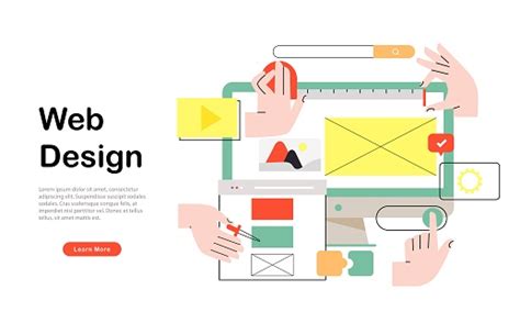 웹 디자이너 팀은 새 웹 사이트 방문 페이지 또는 모바일 응용 프로그램을 프로토타이핑합니다 배너 광고 방문 페이지를 위한 팀워크