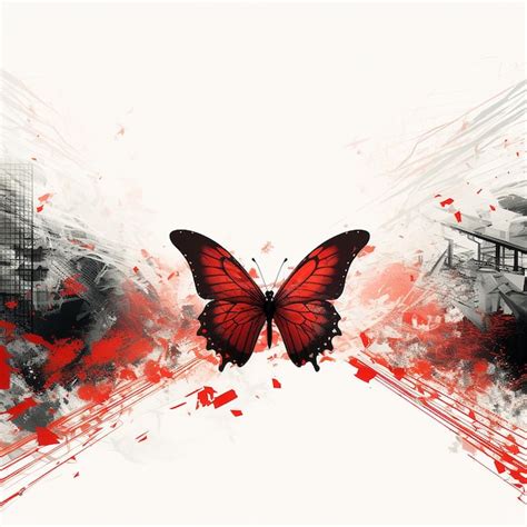 Panoramic Flutter Red Butterfly Generative Ai Premium Ai Generated Image