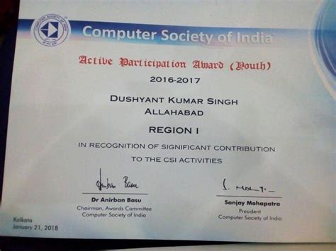 Dr Dushyant Kumar Singh On Linkedin Csi Ward For Active Participation Youth