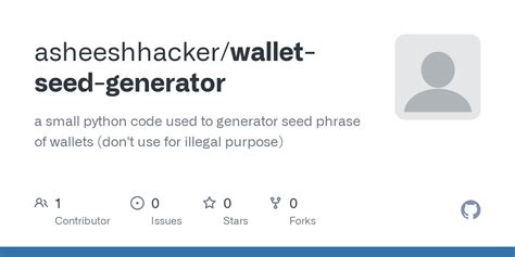 Github Asheeshhacker Wallet Seed Generator A Small Python Code Used To Generator Seed Phrase