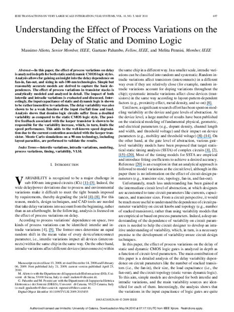 Pdf Understanding The Effect Of Process Variations On The Delay Of Static And Domino Logic