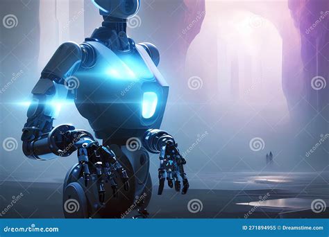 Futuristic Robots Technology Background With Technological Cybernetics Devices And Robotics