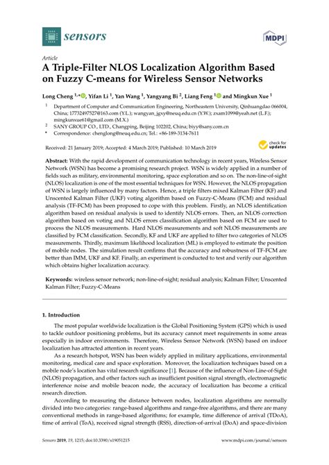 Pdf A Triple Filter Nlos Localization Algorithm Based On Fuzzy C