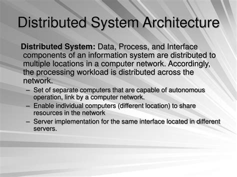Ppt Distributed Systems Architecture Presentation Ii Powerpoint Presentation Id223613