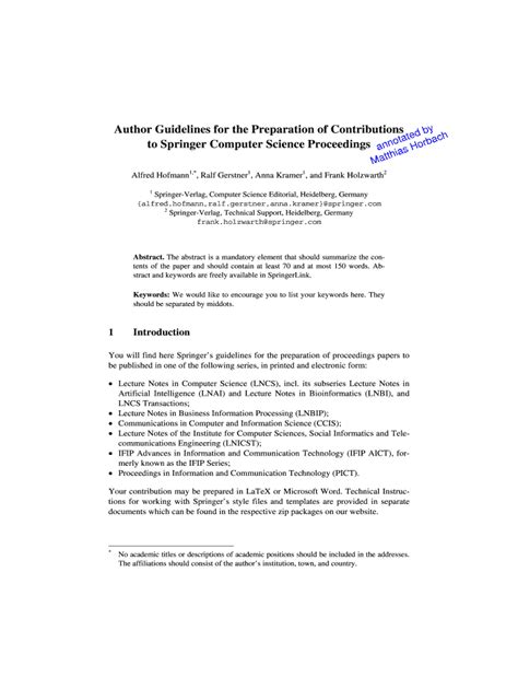 Fillable Online Mpi Inf Mpg Annotated Springer Guidelines Fax Email Print Pdffiller