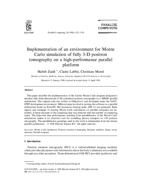 pdf implementation of an environment for monte carlo simulation of