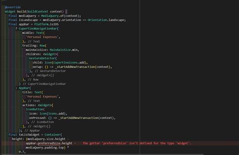 Flutter The Getter PreferredSize Isn T Defined For The Type Widget