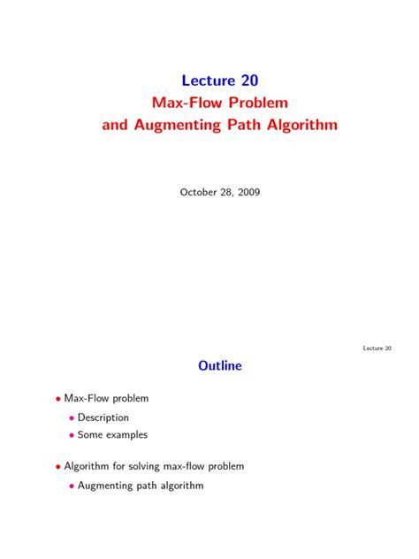 Max Flow Problem And Augmenting Path Algorithm Pdf Areas Of Computer Science Applied