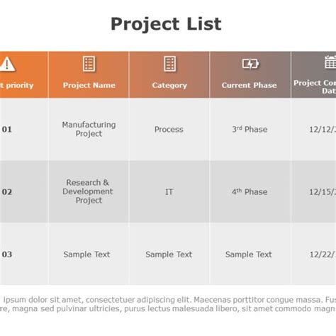 Project List PowerPoint Template Project List Templates SlideUpLift