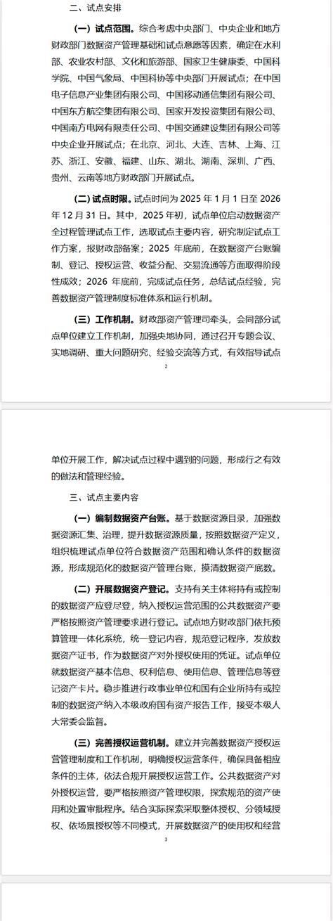 财政部关于印发《数据资产全过程管理试点方案》的通知 政策库 国脉电子政务网