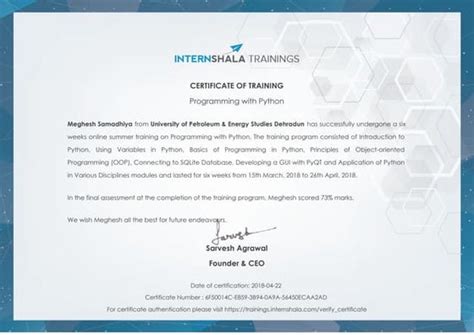 Data Science Training Certificate Of Completion Ppt