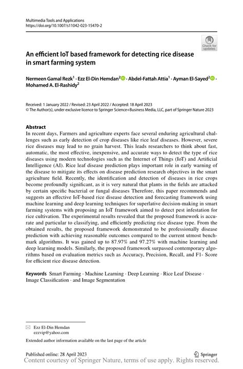An Efficient Iot Based Framework For Detecting Rice Disease In Smart