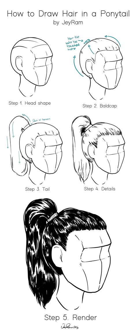 How To Draw Hair In A Ponytail Easy Tutorial For Beginners Ponytail Drawing How To Draw Hair