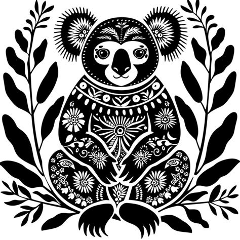 Premium Photo Koala Cnc Cut Art With Eucalyptus Leaves And Aussie Patterns Fo Tshirt Tattoo