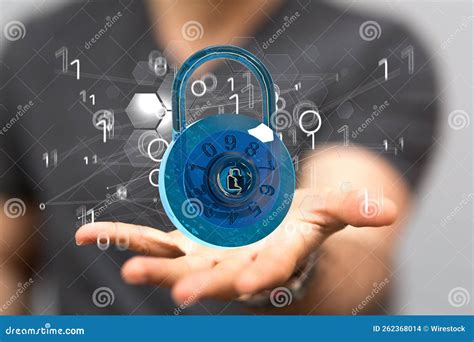 Person Presenting 3d Render Of Cybersecurity Digital Lock Symbol With