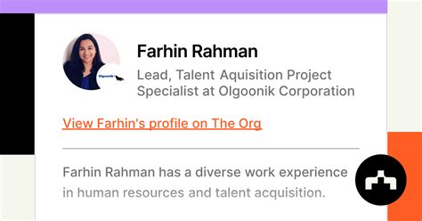 Farhin Rahman Lead Talent Aquisition Project Specialist At Olgoonik Corporation The Org