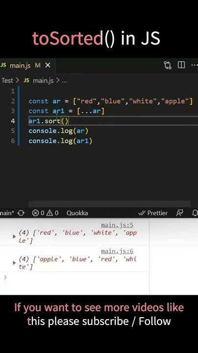 You Should Do This Instead Of Sort Method For A New Sorted Array In Js Shorts Javascript Youtube