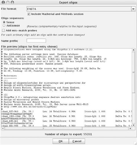 4 Oligowiz Probe Sequence Export Options Download Scientific Diagram