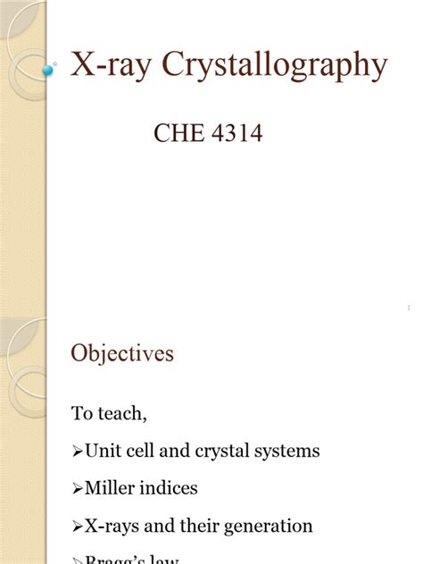 X Ray Crystallography Che4314 Pdf Crystal Structure X Ray Crystallography