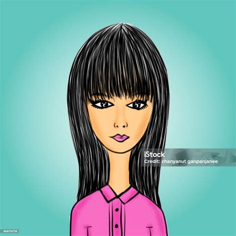 귀여운 만화 소녀 핑크 사무실에 젊은 아가씨 옷 비즈니스 여자 사용자 아이콘 프로필 벡터 일러스트 레이 션 그림 서식 파일 검은