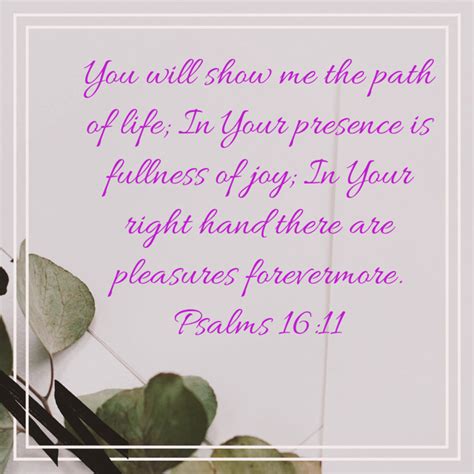 Psalms 16 11 You Will Show Me The Path Of Life In Your Presence Is