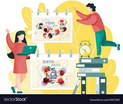 Data Analysis Teamwork A Team Analysts Holds Vector Image