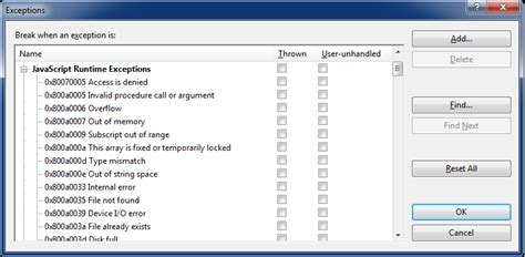 Vs2012 Constantly Breaking On Javascript Exceptions Stack Overflow