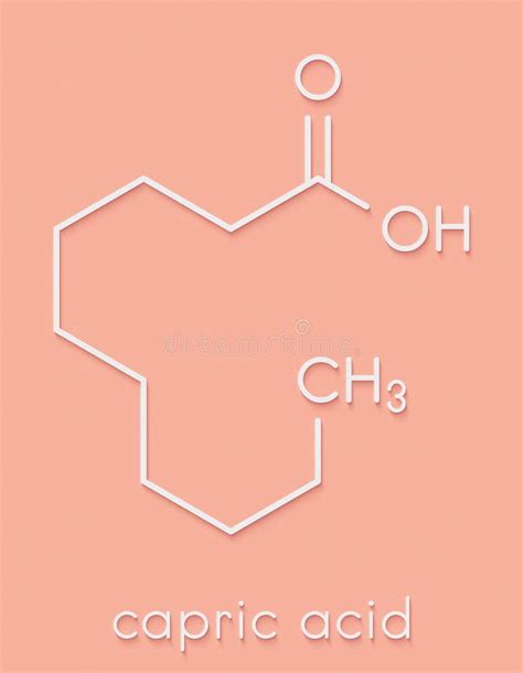 Capric Decanoic Acid Molecule Common Saturated Fatty Acid Skeletal Formula Stock Vector