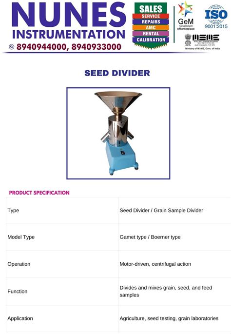 Seed Divider For Agriculture Grain Laboratories At Rs 26405 In