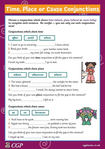 Time Place Or Cause Conjunction Fill In Foundation Year 3 Worksheets Library