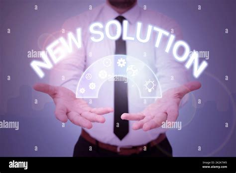 Sign Displaying New Solution Word Written On Modern Innovation Latest Effective Approach To A