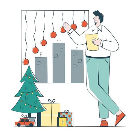 Premium Vector Man Analyzes Christmas Sales Data