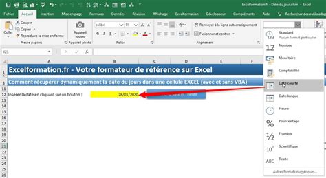 4 METHODES POUR INSERER LA DATE DU JOUR RAPIDEMENT DANS UNE CELLULE SUR EXCEL Avec Et Sans VBA
