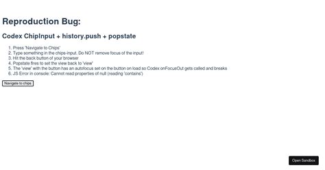 Codex Chip Input History Popstate Codesandbox
