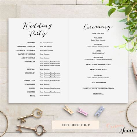 Bifold Wedding Program Template