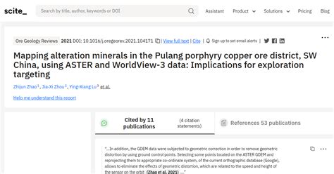 Citation Report Mapping Alteration Minerals In The Pulang Porphyry Copper Ore District Sw