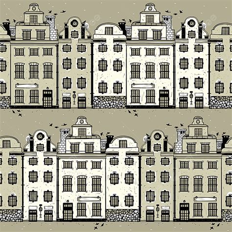 벡터 배경 흰색과 베이지색 구식 주택이 있는 패턴 그림 삽화 배경 일러스트 및 사진 무료 다운로드 Pngtree