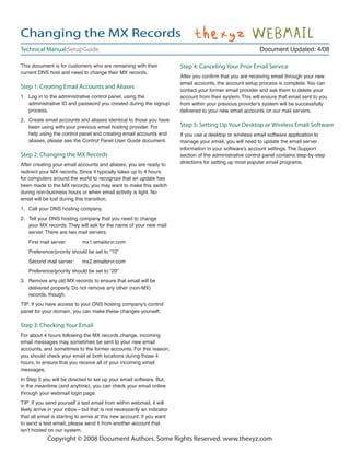 Changing Mx Records For Thexyz Webmail PDF
