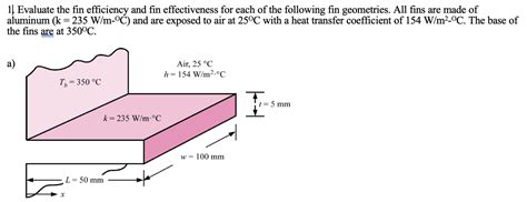 Solved 1 Evaluate The Fin Efficiency And Fin Effectiveness