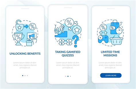 Examples Of Blue Onboarding Mobile App Pages Featuring Gamified Loyalty