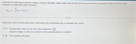 solved consider the following recurrence relation using a