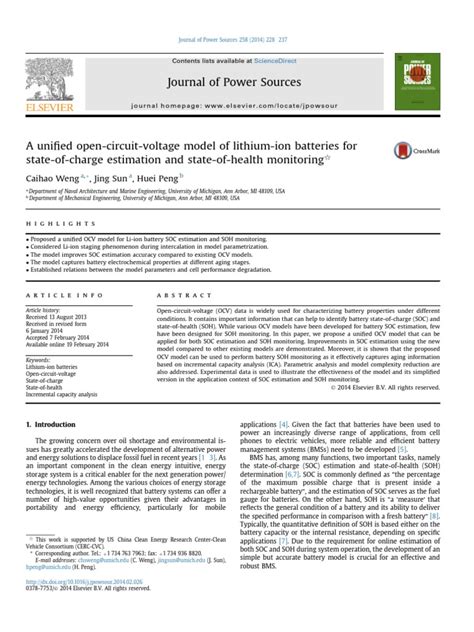 Open Circuit Model Lithium Ion Batt Pdf Rechargeable Battery