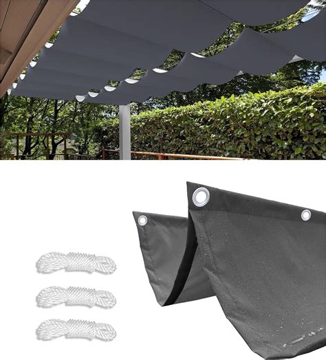 Retractable Wave Sun Shade Sail 9x11 Ft Waterproof Pergola