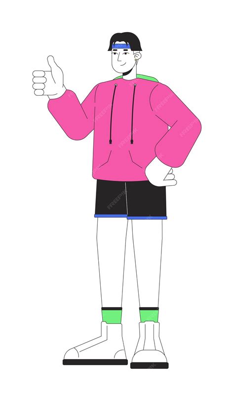 Premium Vector 80s Skateboard Funky 2d Linear Cartoon Object